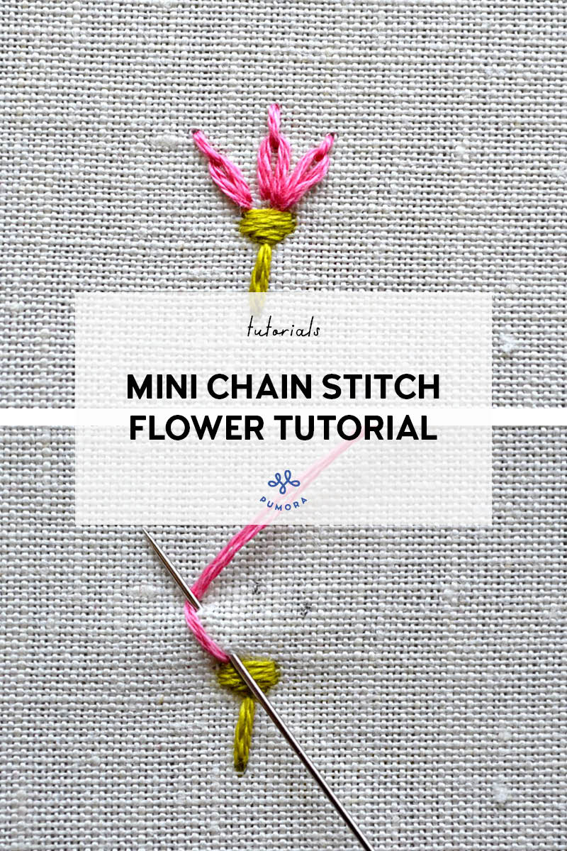 mini chain stitch flower embroidery tutorial