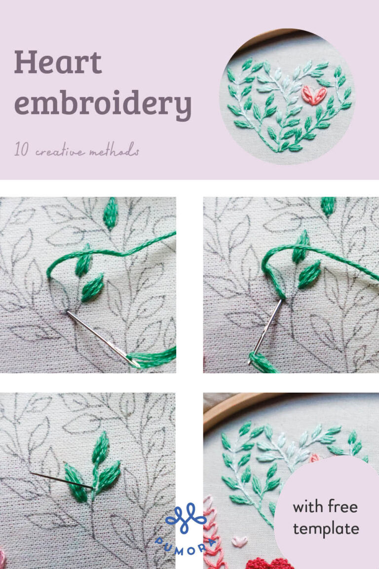 How to embroider hearts - 10 methods